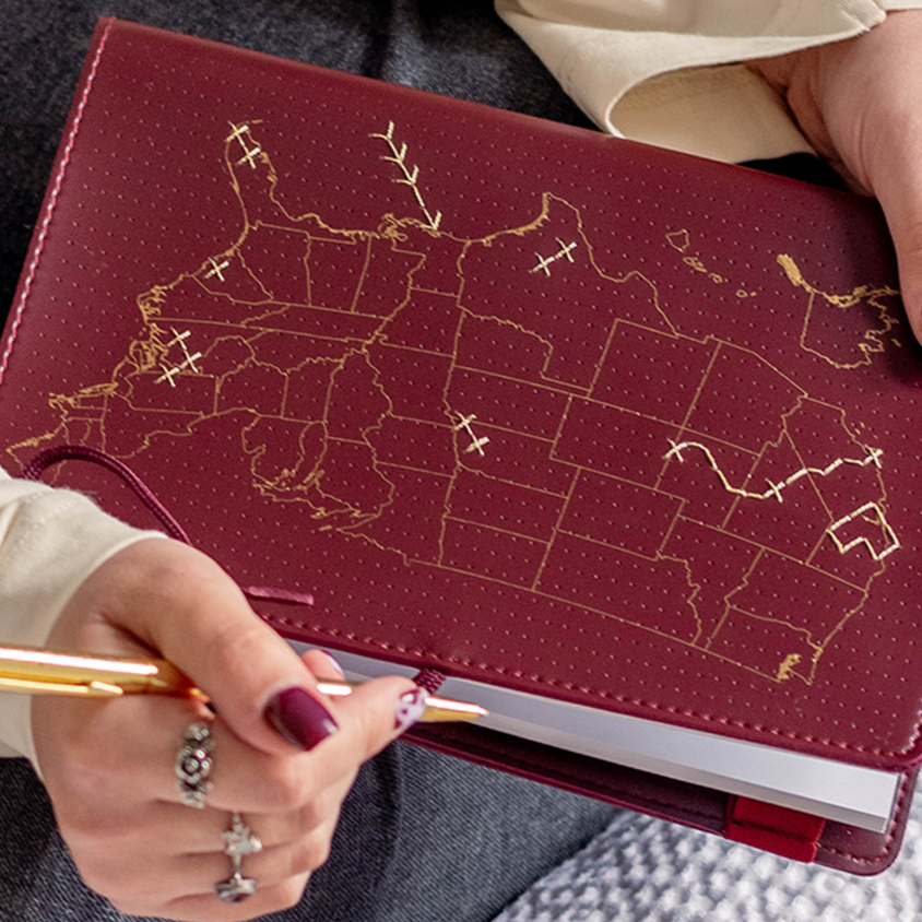 USA Map Notebook Cover DIY Kit, Maroon – Brooklyn Haberdashery
