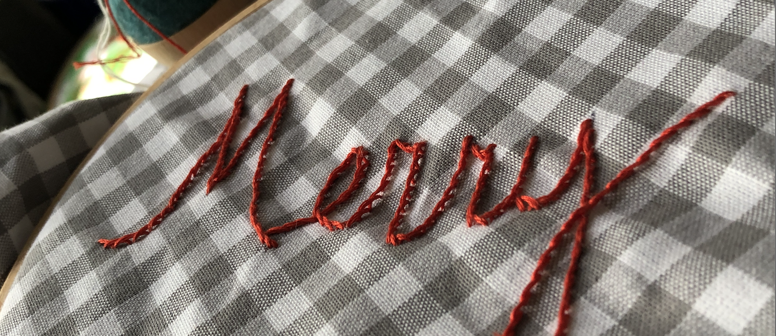 Script Embroidery on Gingham Embroidery – Brooklyn Haberdashery