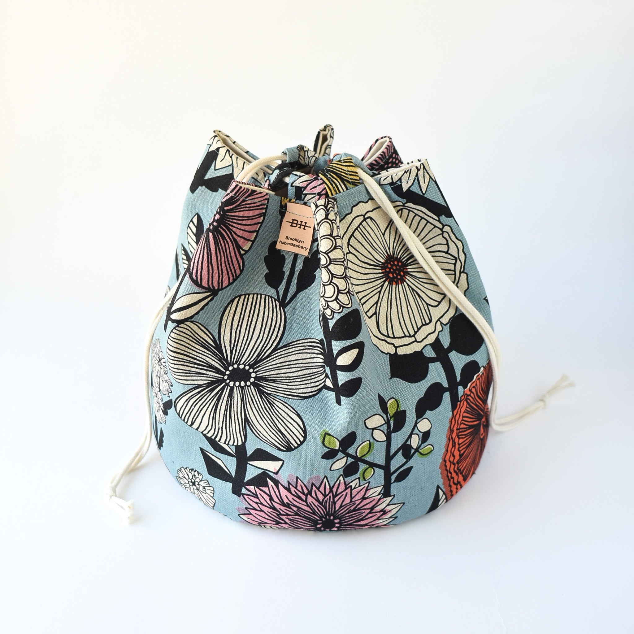 Asa Bucket Bag, Scandi Floral Blue – Brooklyn Haberdashery