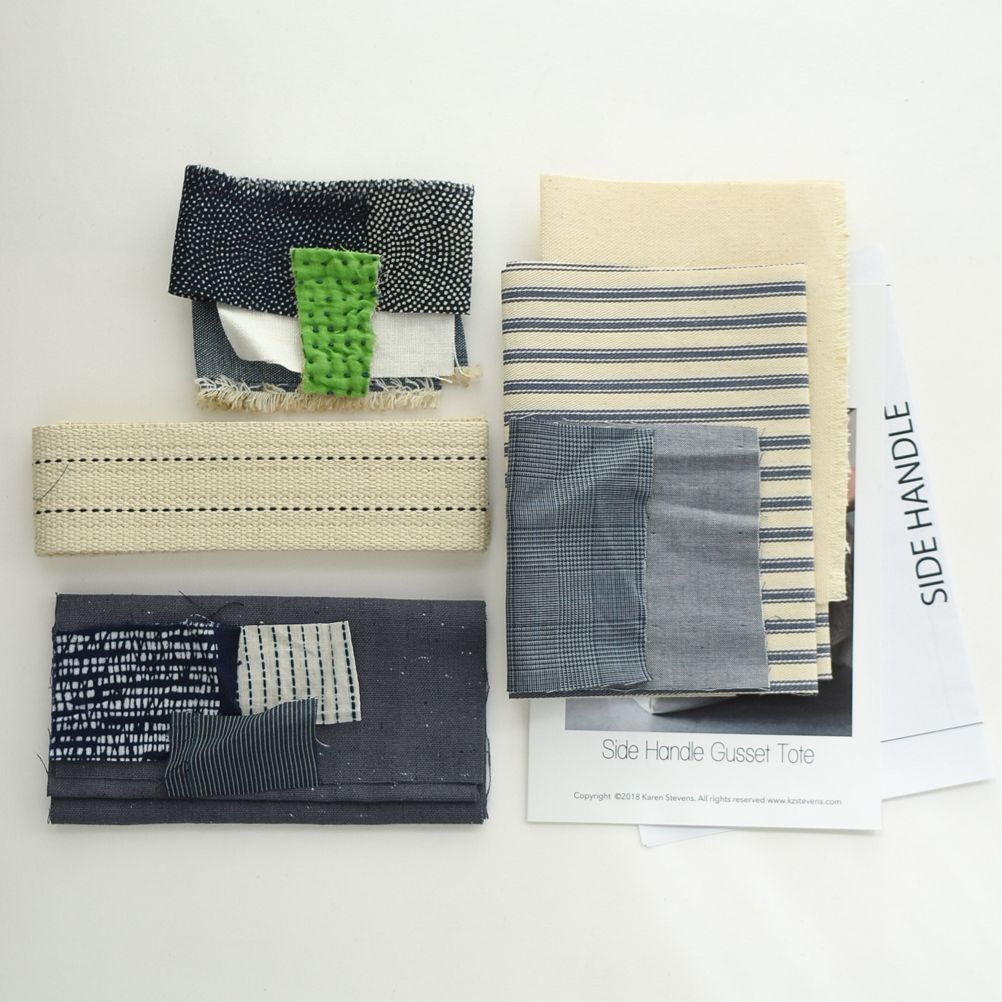 Fabric Pack for Side Handle Gusset Tote, Blue & natural – Brooklyn ...