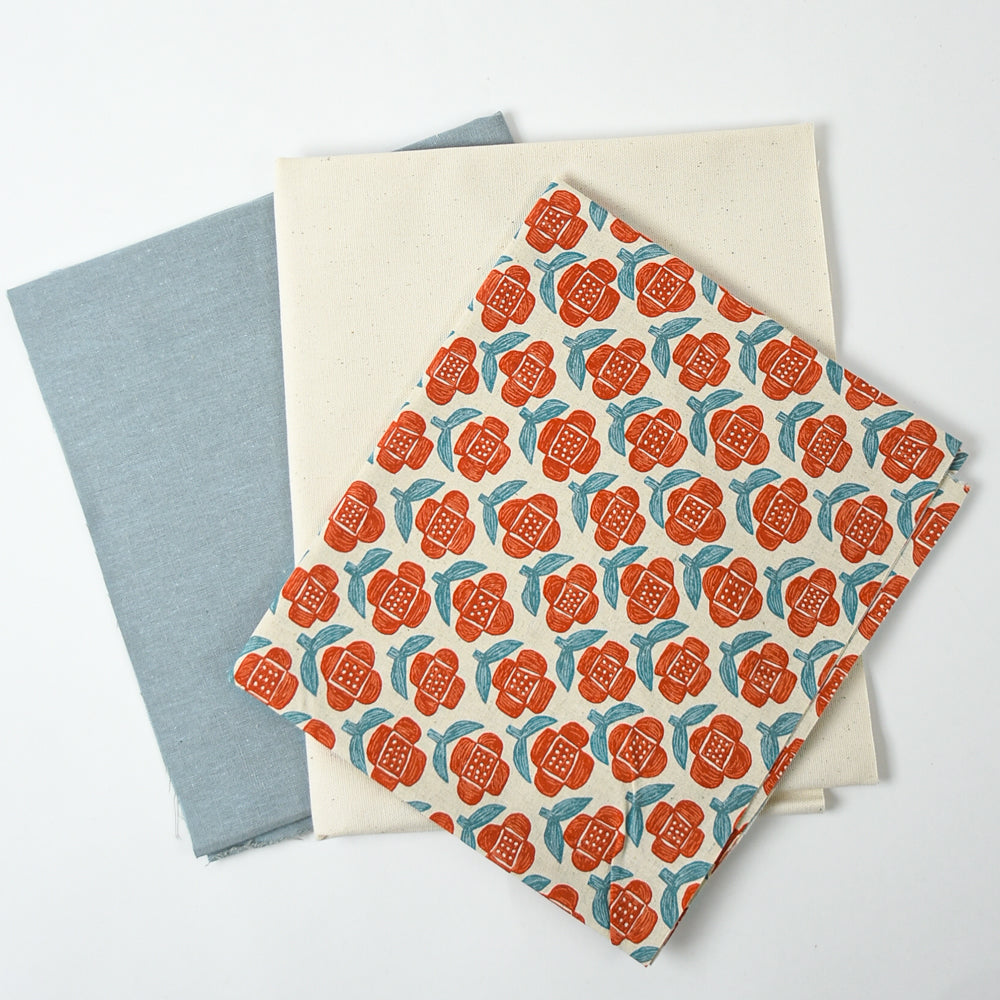 Canvas Half-Yard Bundle, Flowers Orange & Blue – Brooklyn Haberdashery