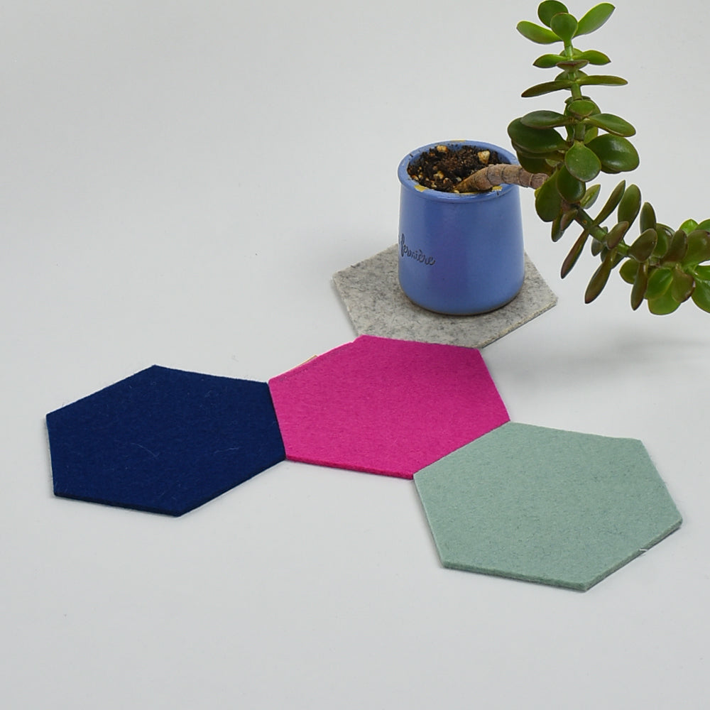 Hex Wool Coasters, Set of 4 - Anemone Drift – Brooklyn Haberdashery