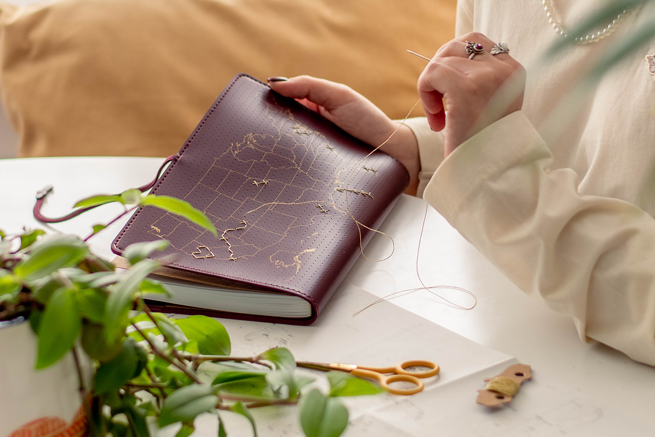 USA Map Notebook Cover DIY Kit, Maroon – Brooklyn Haberdashery